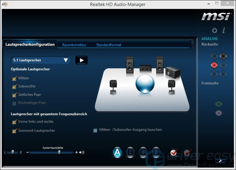 Realtek HD Audio Manager Download für Windows 11, 10, 7, 8/8.1 - Driver Easy German