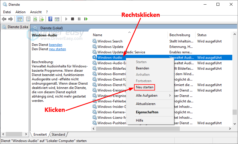 Windows 10: Der Audiodienst wird nicht ausgeführt [Gelöst]