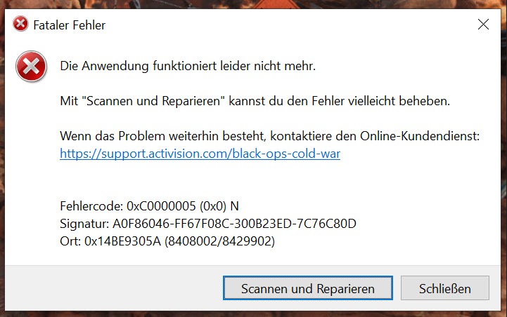 [GELÖST] CoD: Black Ops Cold War Fehlercode 0xc0000005 - Driver Easy German